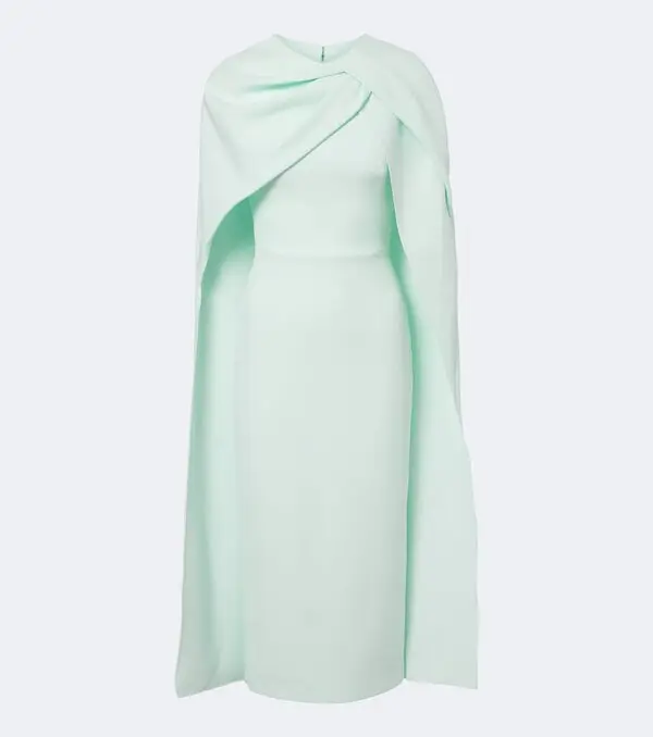Safiyaa Oria Caped Crêpe Midi Dress - Green