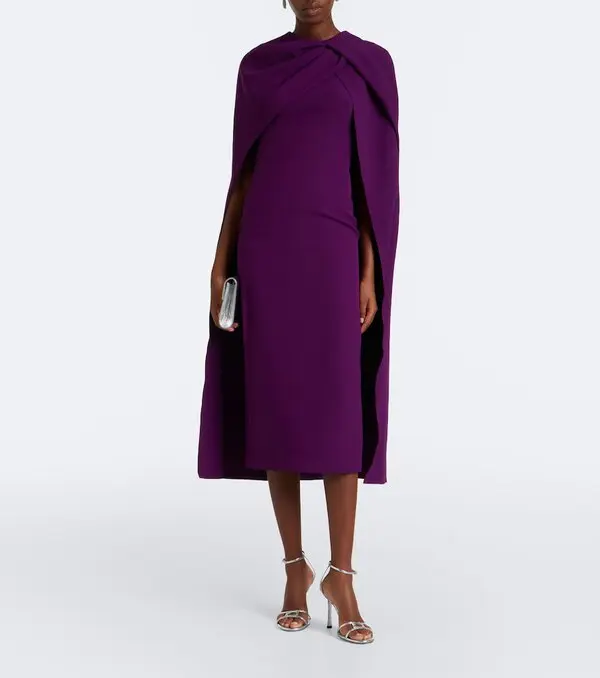 Safiyaa Oria Caped Midi Dress - Purple