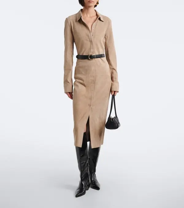 Stouls Becky Suede Shirt Dress - Beige