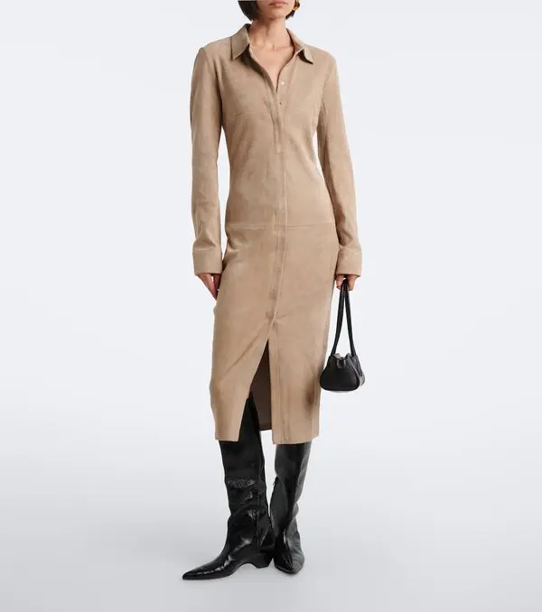 Stouls Becky Suede Shirt Dress - Beige
