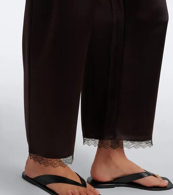 LESET Barb Lace-trimmed Wide-leg Pants - Brown