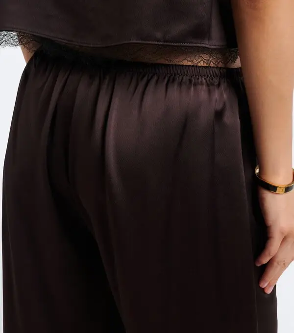 LESET Barb Lace-trimmed Wide-leg Pants - Brown