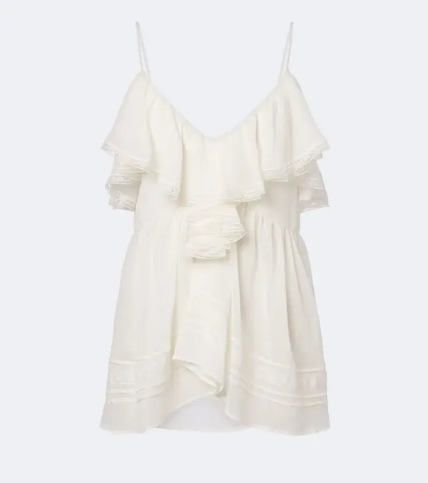 XU ZHI Ruffled Lace-trimmed Top - White