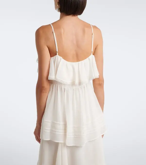 XU ZHI Ruffled Lace-trimmed Top Off