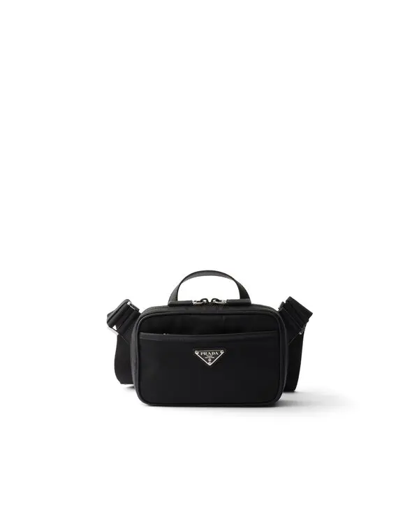 Prada Re-nylon And Saffiano Leather Shoulder Bag - Black