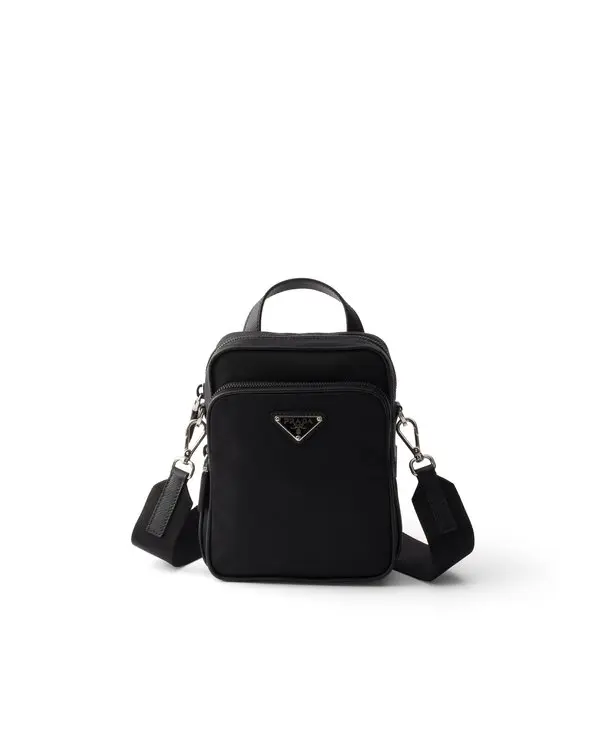 Prada Re-nylon And Saffiano Leather Shoulder Bag - Black