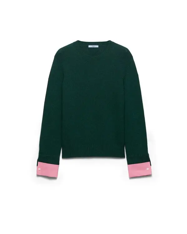 Prada Wool And Cashmere Crew-neck Sweater - Green