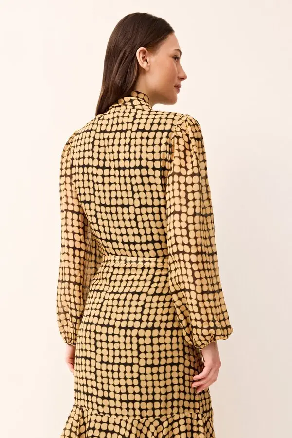 MARIE OLIVER Vivienne Silk Chiffon Blouse With Keyhole Neckline And Polka Dot Print