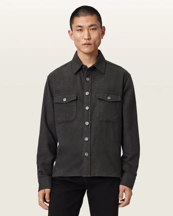 ALLSAINTS Haiku Long Sleeve Button Up Shirt - Marl