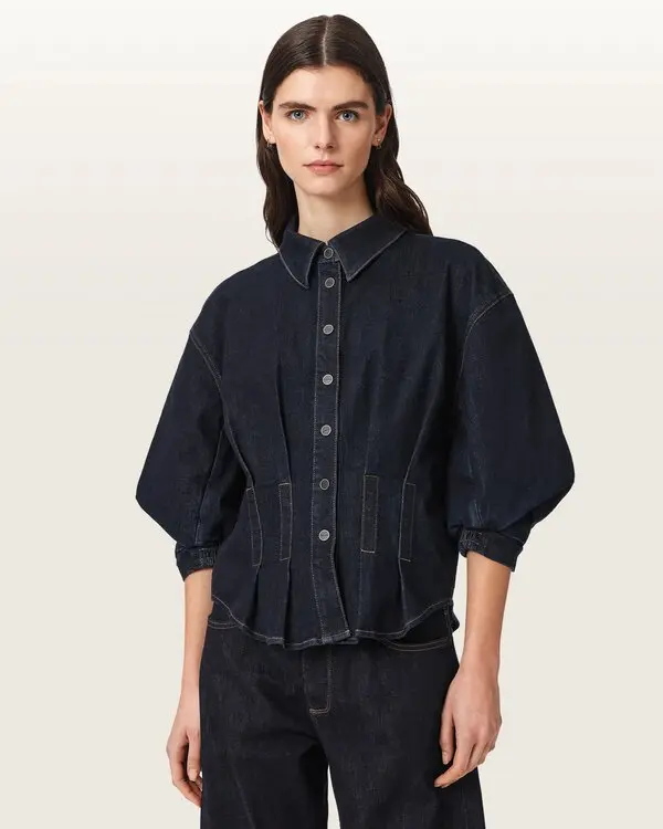 ALLSAINTS Nancy Fitted Denim Shirt - Blue
