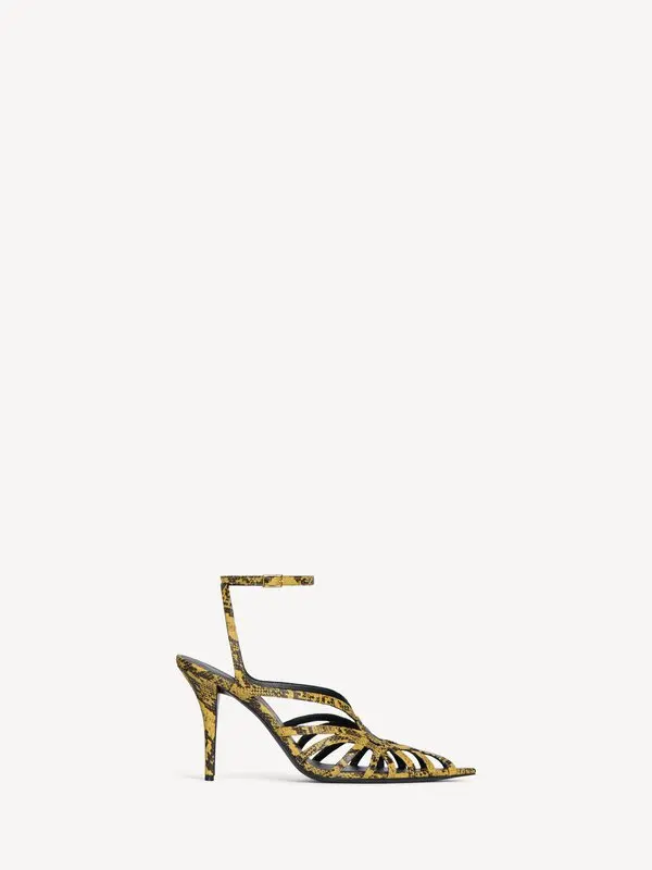 Balmain Python-effect Leather Cage Sandals