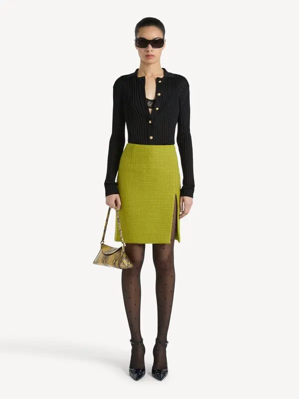 Balmain Ribbed Knit Cardigan With Gold-tone Buttons