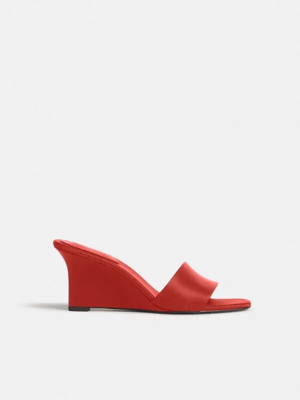 REFORMATION Gabriella Wedge Sandals - Red