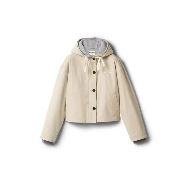 Miu Miu Panama Cotton And Fleece Blouson Jacket - Sand Beige