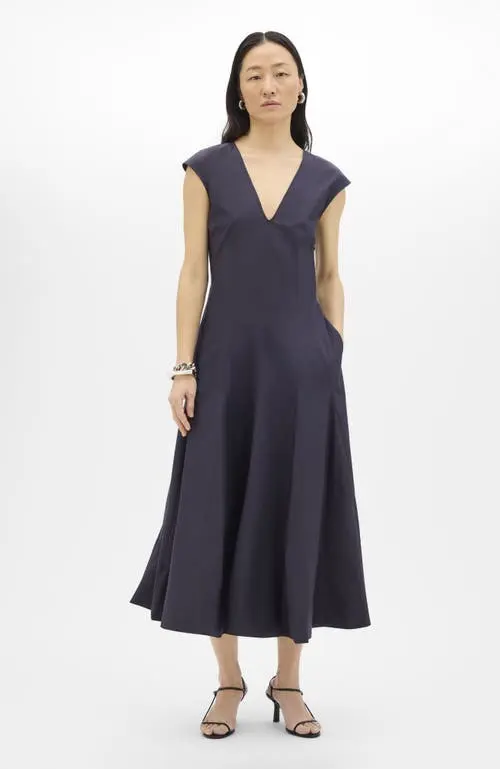 Another Tomorrow V Neck Day Dress - Midnight