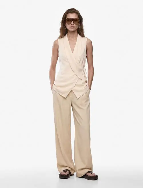 Koton Sleeveless V-neck Wrap Long Vest