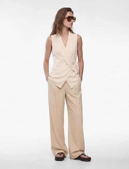 Koton Sleeveless V-neck Wrap Long Vest