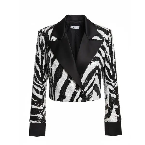 MEJI Zebra Sequin Jacket - Black