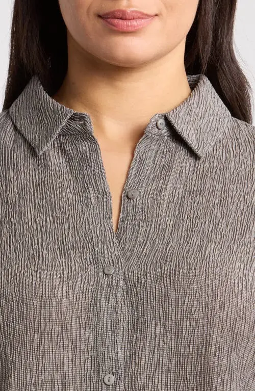 Eileen Fisher Textured Classic Collar Shirt - Twine