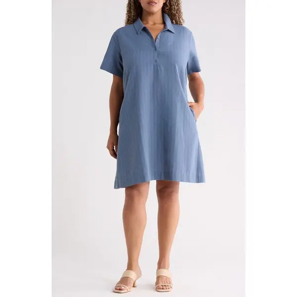 Eileen Fisher Pinstripe Shift Dress - Cold Spray