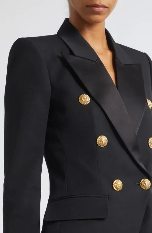Balmain Double-breasted Grain De Poudre Wool Blazer