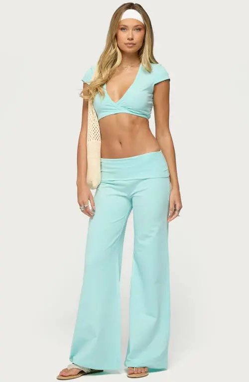 EDIKTED Wide Leg Foldover Pants