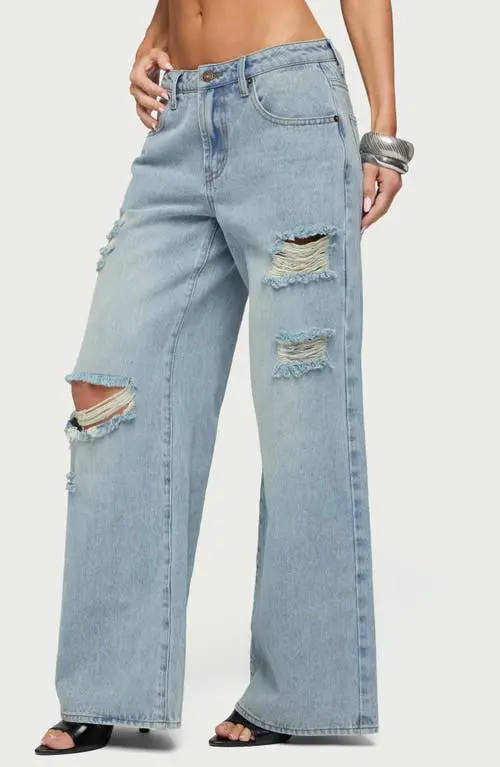 EDIKTED Distressed Low Rise Baggy Jeans
