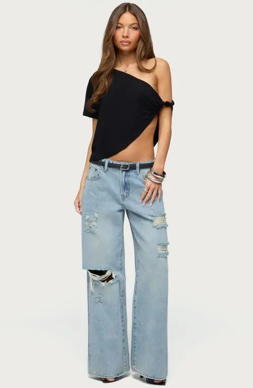 EDIKTED Distressed Low Rise Baggy Jeans