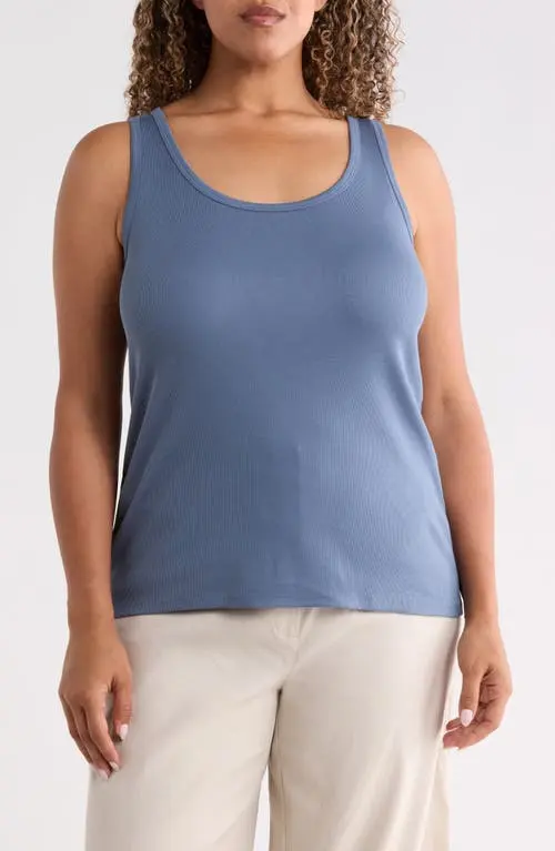 Eileen Fisher Scoop Neck Rib Tank - Cloud
