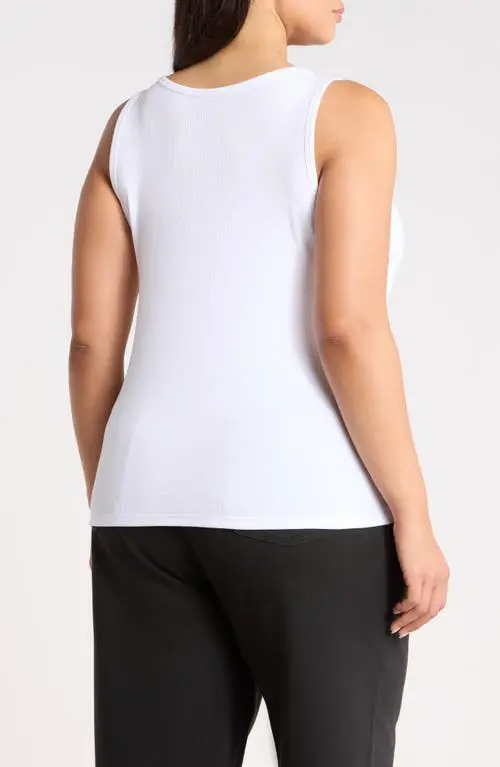 Eileen Fisher Scoop Neck Rib Tank - White