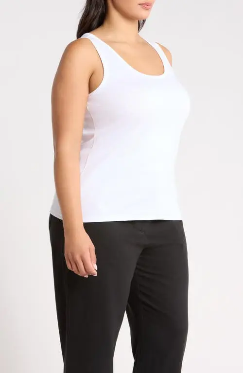 Eileen Fisher Scoop Neck Rib Tank - White