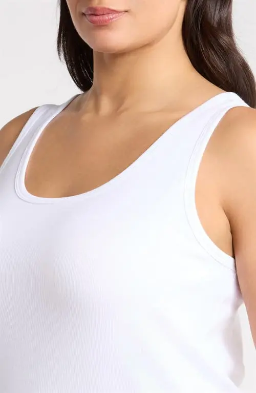 Eileen Fisher Scoop Neck Rib Tank - White