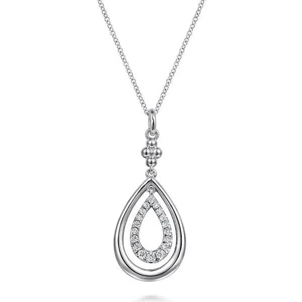 GABRIEL & CO. Bujukan White Sapphire Teardrop Pendant Necklace - Sterling Silver