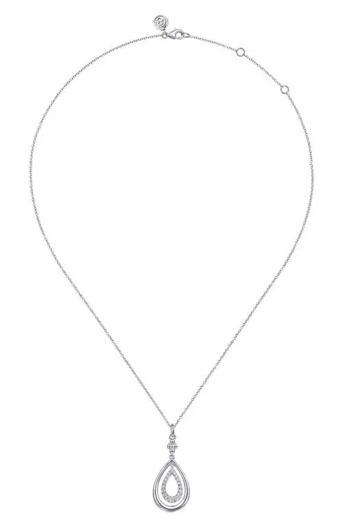 GABRIEL & CO. White Sapphire Teardrop Pendant Necklace