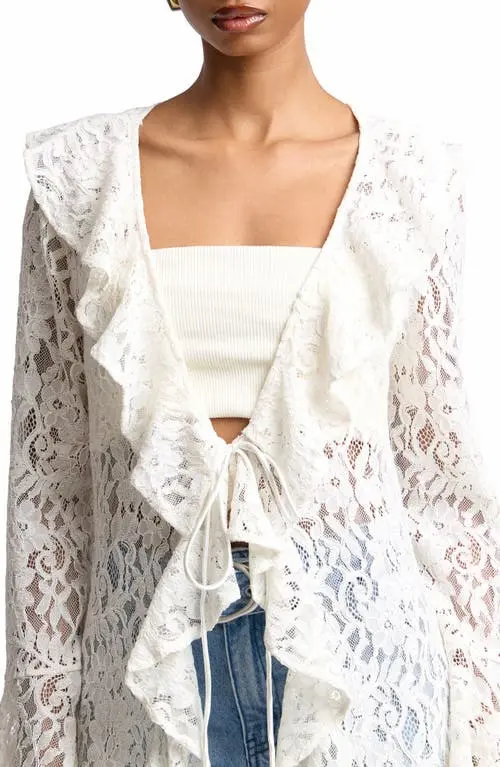 Avec Les Filles Ruffle Lace Longline Cardigan