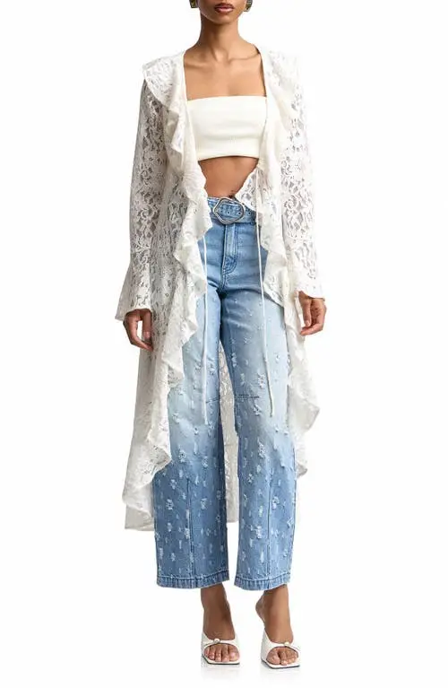 Avec Les Filles Ruffle Lace Longline Cardigan
