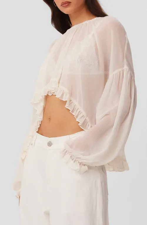 SNDYS. Laurie Ruffled Cropped Chiffon Top