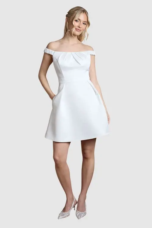 Coast Bardot Bridal Mini Dress - Ivory