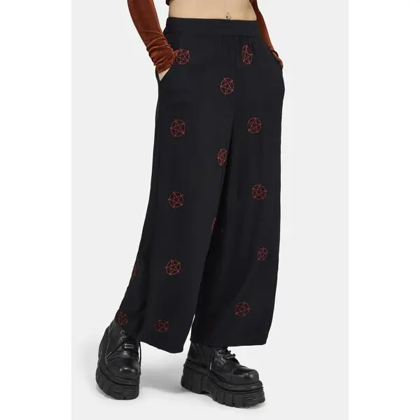 DISTURBIA Druantia Moon Embroidery Trousers - Black