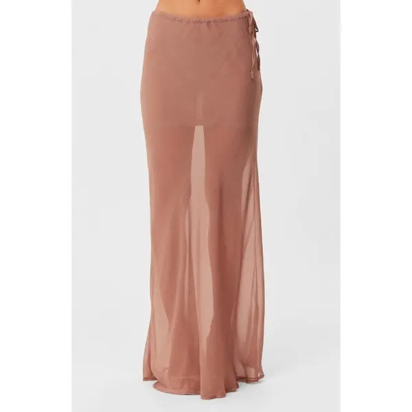 SNDYS. Tamara Sheer Maxi Skirt - Mocha