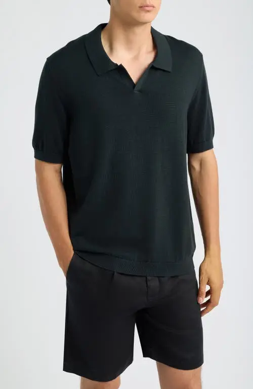 ALEX CRANE Lolo Organic Cotton Short Sleeve Sweater Polo - Black