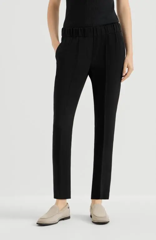 Brunello Cucinelli Silk And Acetate Crêpe Cady Tailored Jogger Trousers - Black