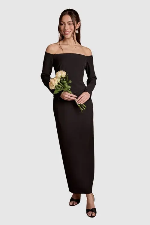 Coast Bardot Maxi Dress With Long Sleeves - Black