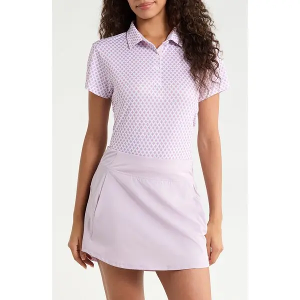 SWANNIES Geometric Print Piqué Polo - Lavender Frost