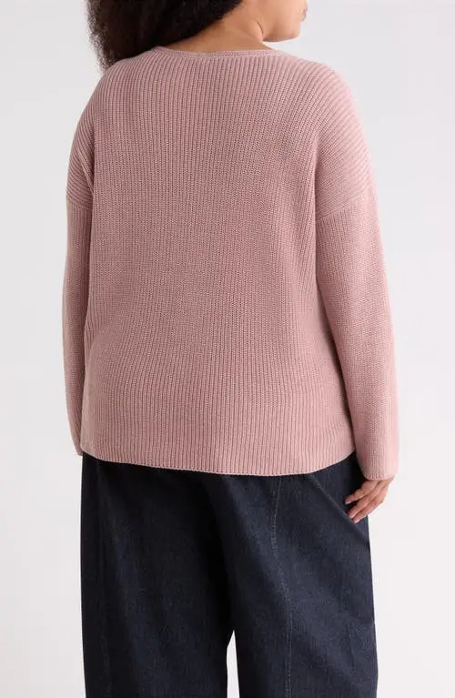 Eileen Fisher V-neck Sweater With Organic Cotton Blend