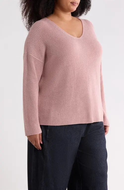 Eileen Fisher V-neck Sweater With Organic Cotton Blend