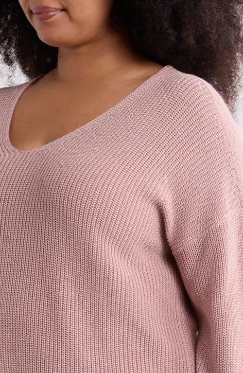 Eileen Fisher V-neck Sweater With Organic Cotton Blend