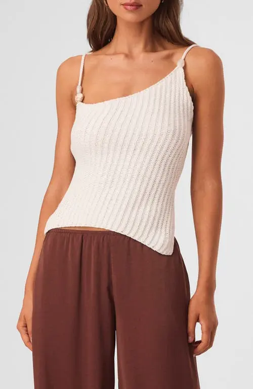 SNDYS. Desi Open Back Asymmetric Ribbed Top - White
