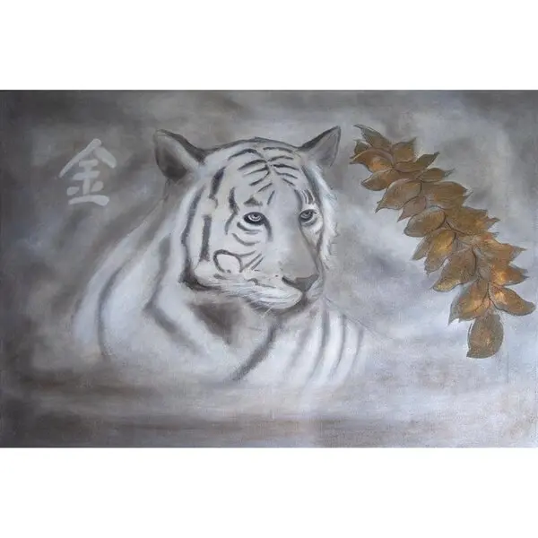 ANNETTE AMOROSO White Tiger Silk Scarf - Grey/silver