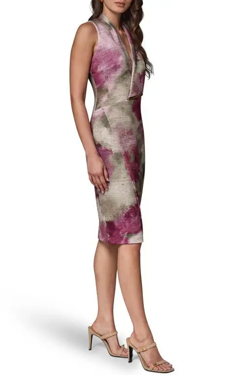 Donna Karan New York Sleeveless Sheath Dress With Printed Dimension And Hardware Detail